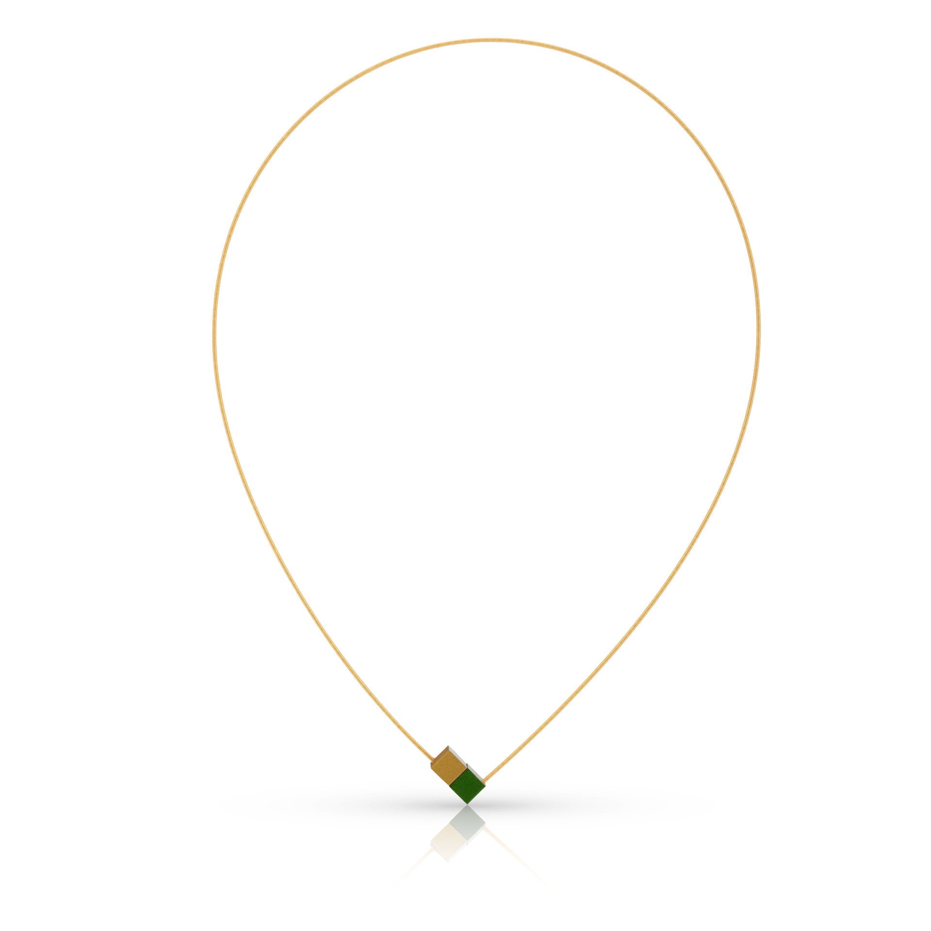 Clic Collier Twee kubusjes groen goud met gouden draad CG205GRG ...